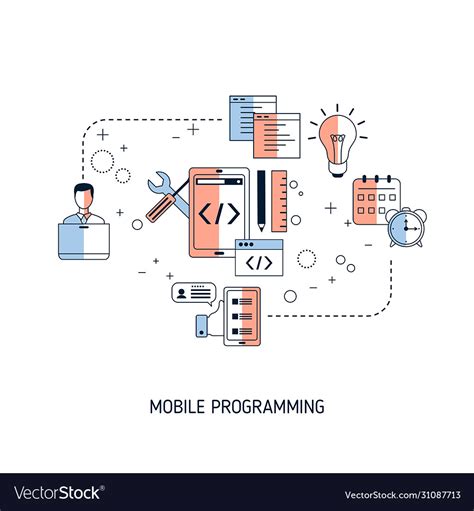 Mobile Programming Concept Programming Royalty Free Vector