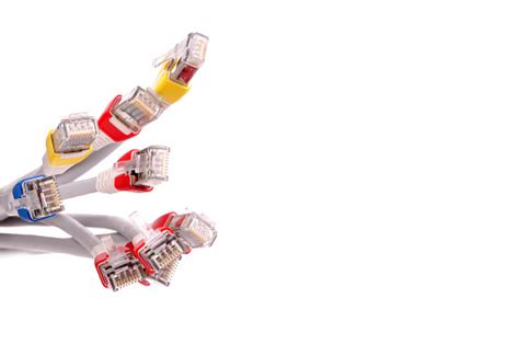 색상화 Lan 통신 케이블 Rj45 흰색 바탕에 그림자와 등근육 에 대한 스톡 사진 및 기타 이미지 기업 비즈니스 네트워크 연결 플러그 Istock