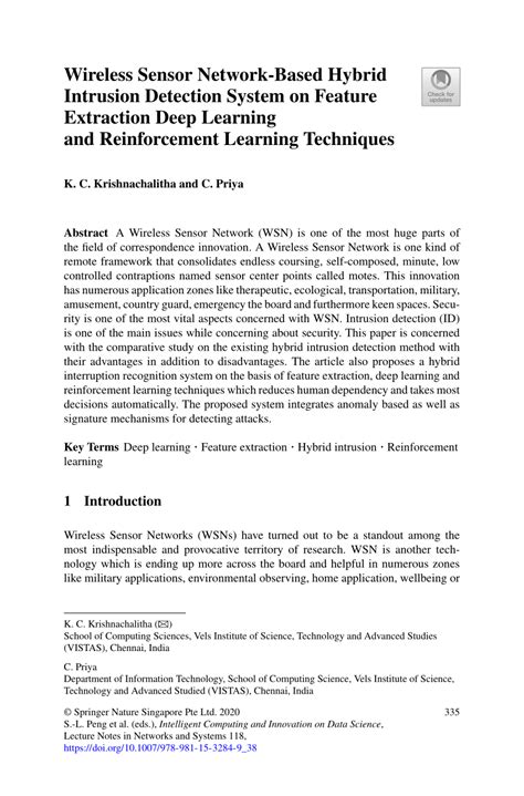 Pdf Wireless Sensor Network Based Hybrid Intrusion Detection System On Feature Extraction Deep
