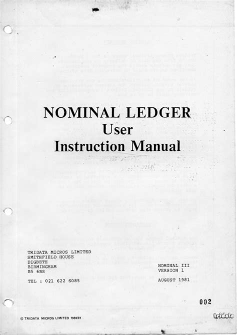 Nominal Ledger Tridata Micros Ltd Free Download Borrow And