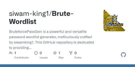 GitHub Siwam King1 Brute Wordlist BruteforcePassGen Is A Powerful