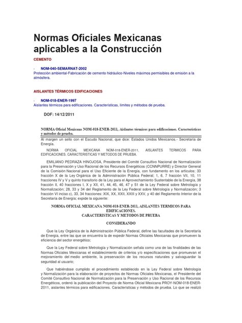 Normas Aislantes Térmicos Edificación Pdf Calidad Comercial México
