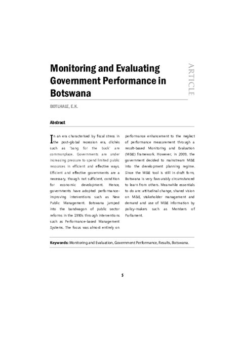 Pdf Monitoring And Evaluating Government Performance In Botswana