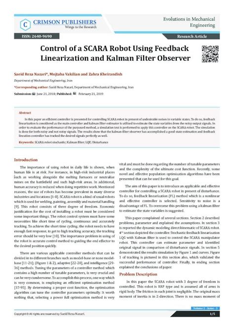 pdf control of a scara robot using feedback linearization and