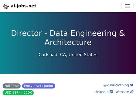 Hiring Director Data Engineering And Architecture In Carlsbad Ca United States Raimljobs