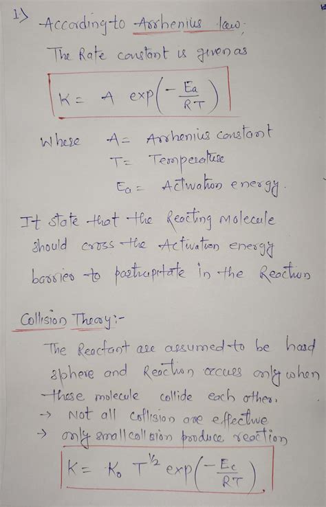 Solved Differentiate Arrhenius Law Collision Theory And Transition Course Hero