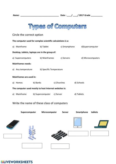 Types Of Computers Live Worksheets Worksheets Library