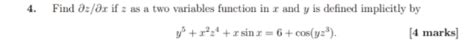solved find az or if z as a two variables function in x and