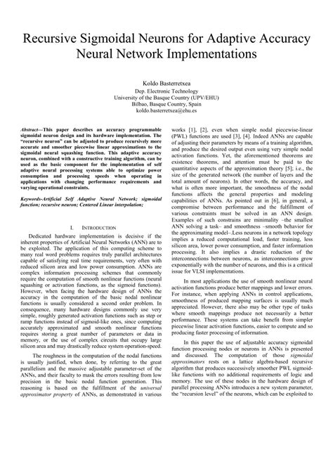 Pdf Recursive Sigmoidal Neurons For Adaptive Accuracy Neural Network