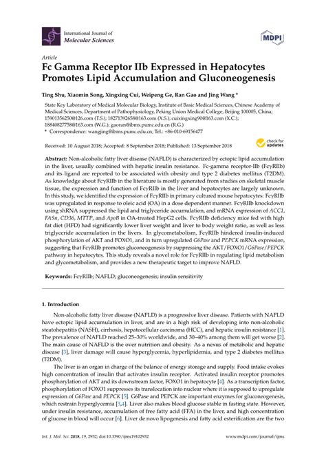 Pdf Fc Gamma Receptor Iib Expressed In Hepatocytes Promotes Lipid