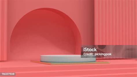 추상적 인 핑크 색 기하학적 모양 배경 연단 디스플레이 또는 쇼케이스에 대한 현대적인 미니멀 한 모형의 이미지 렌더링 0명에 대한 스톡 사진 및 기타 이미지 Istock