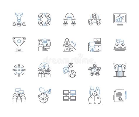 Convergence And Alignment Line Icons Collection Synergy Integration Unity Coordination