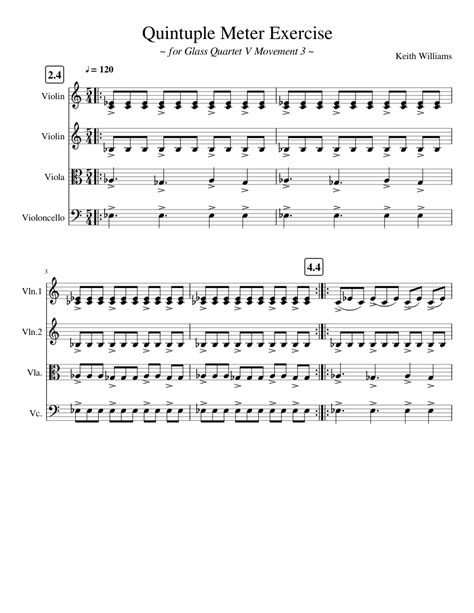 Quintuple Meter Exercise Sheet Music For Violin Viola Cello String