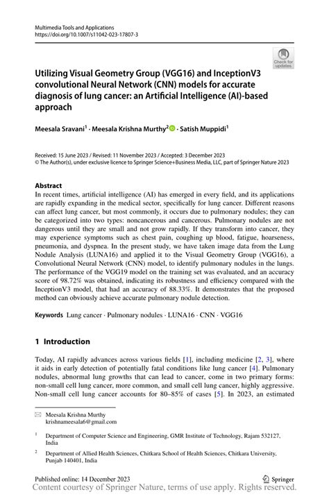 Utilizing Visual Geometry Group Vgg16 And Inceptionv3 Convolutional Neural Network Cnn
