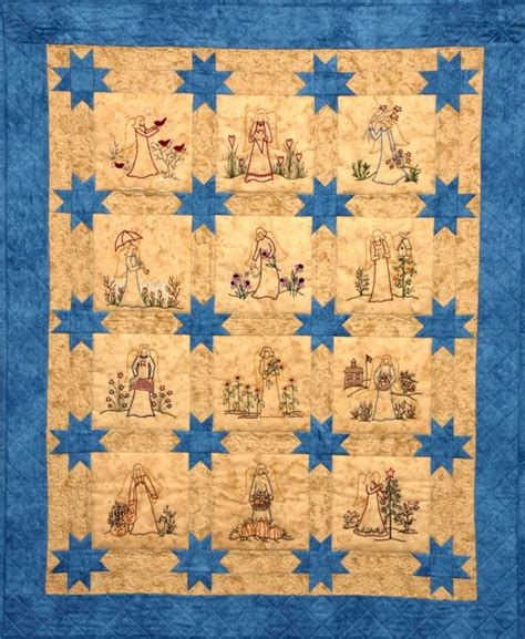 Redwork Angels Quilt Pattern Redwork Hand Embroidery Blocks And Quilt