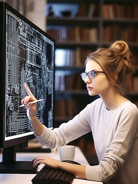 Premium Photo Skilled Female Programmer At Work Ai Generated
