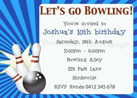 13 The Best Ten Pin Bowling Party Invitation Template Download With Ten