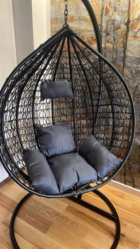 ბუდე საქანელა Sc 101 შავი ნაცრისფერი ბალიშებით Bude Saqanela