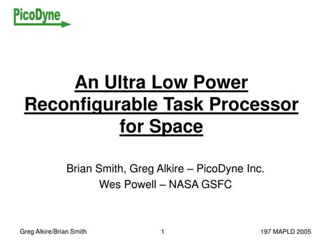 Ppt An Ultra Low Power Reconfigurable Task Processor For Space