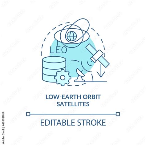 Low Earth Orbit Satellites Turquoise Concept Icon Wireless System Spacetech Trend Abstract