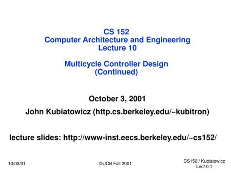 Ppt Cs 152 Computer Architecture And Engineering Lecture 10 Multicycle Controller Design