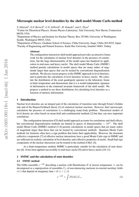Pdf Microsopic Nuclear Level Densities By The Shell Model Monte Carlo Method