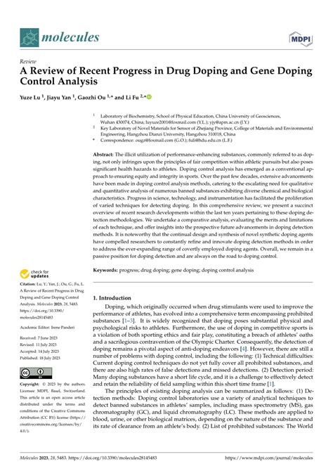 Pdf A Review Of Recent Progress In Drug Doping And Gene Doping