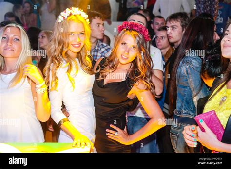 Odessa Ukraine September 1 2013 Ibiza Night Club Girls Smiling And