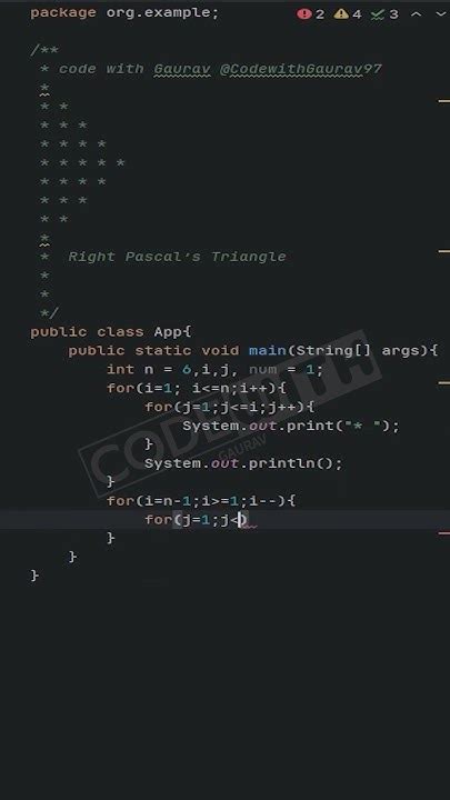 Right Pascals Triangle Shorts Java Microservice Javatutorial Projects Codingtips Pattern