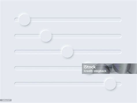 노이모티즘 Ui 스위치 볼륨 슬라이드 바 세트 소프트 사용자 인터페이스 사운드를위한 슬라이드 바 미끄러짐에 대한 스톡 벡터 아트