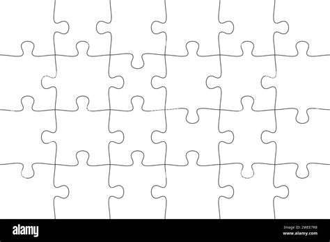 Puzzles Grid Blank Template Jigsaw Puzzle With 24 Pieces Mosaic