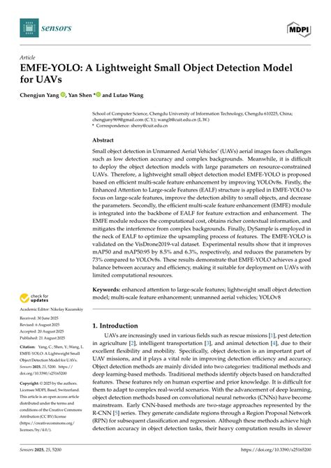 Pdf Emfe Yolo A Lightweight Small Object Detection Model For Uavs