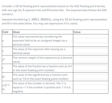Solved Consider A 12 Bit Floating Point Representation Based