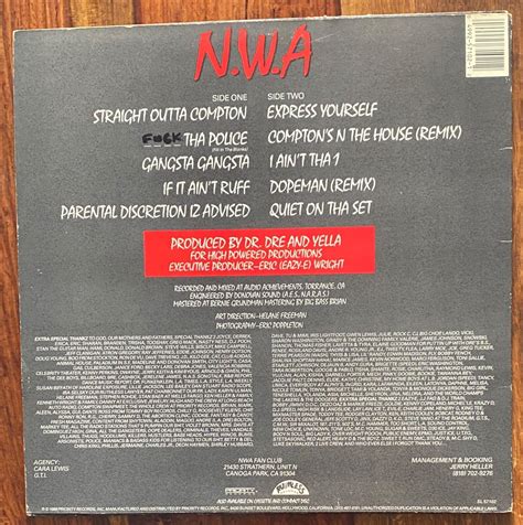 N W A Straight Outta Compton Lp Orig 1988 Ruthless Records Sl57102 Auction