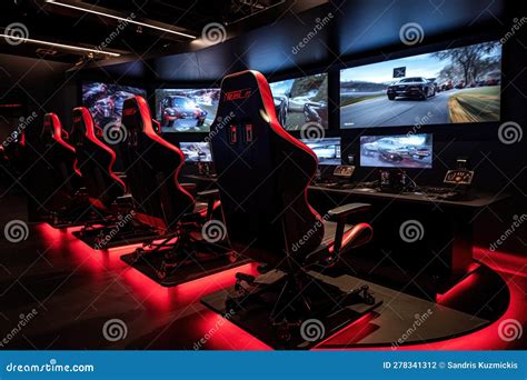Gaming Chairs And Monitors Generative Ai Stock Illustration Illustration Of Online Room