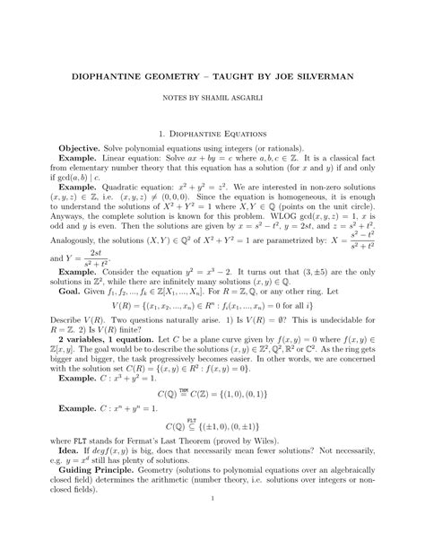 Diophantine Geometry Coursepdf Docslib