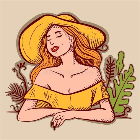 Blonde Girl Sunbathing Beach Stock Illustrations 206 Blonde Girl
