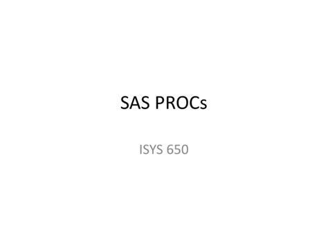 Sas Procs