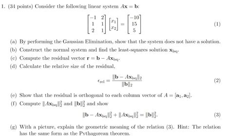 Solved Points Consider The Following Linear System Chegg