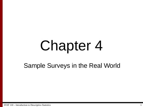 Sample Surveys In The Real World Lecture Slides Stat 110 Docsity