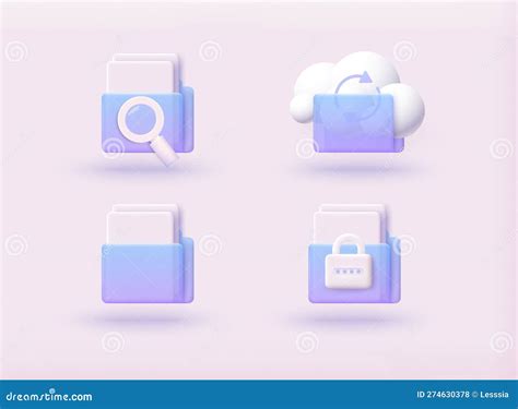 Folders Icon Wit Different Types Of Elements Cloud Storage Lock And