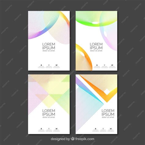 기하학적 디자인으로 표지 템플릿 집합 무료 벡터