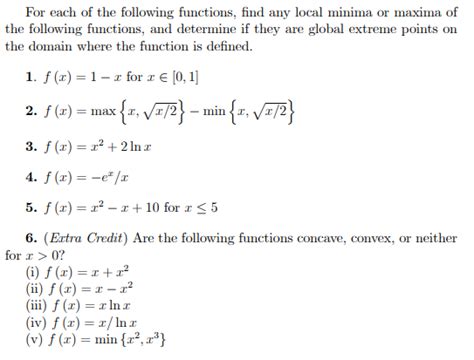 Solved For Each Of The Following Functions Find Any Local Chegg