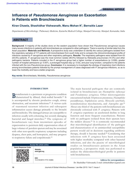 Pdf Influence Of Pseudomonas Aeruginosa On Exacerbation In Patients