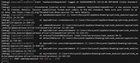 Encountered Internal Error Running Command Sessionnotcreatederror A New Session Could Not Be