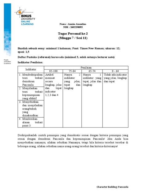 Tugas Personal Ke 3 Week 7 Pancasila Pdf