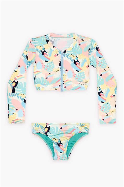Biquíni Teen Cropped Com Zíper E Proteção Solar Aves Dedeka