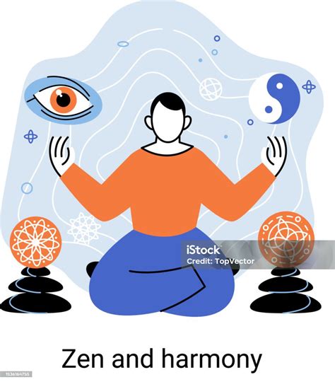 선과 조화 명상 연습 균형 조화 및 마음챙김 개념 차분한 사람 휴식 Cult에 대한 스톡 벡터 아트 및 기타 이미지 Cult