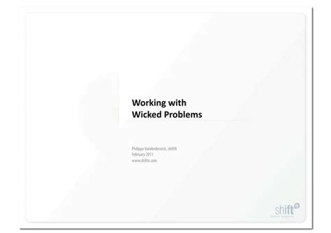 Working With Wicked Problems Pdf