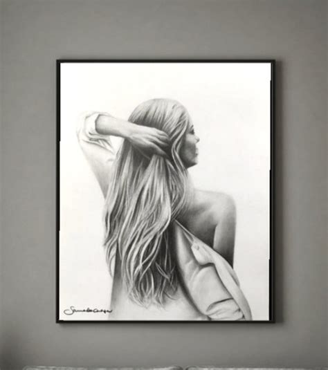 Woman Back Pencil Drawingsexy Woman Pencil Drawingoriginal Etsy
